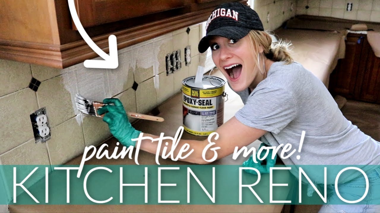 Budget kitchen makeover: Painting our island & tile backsplash for $150!