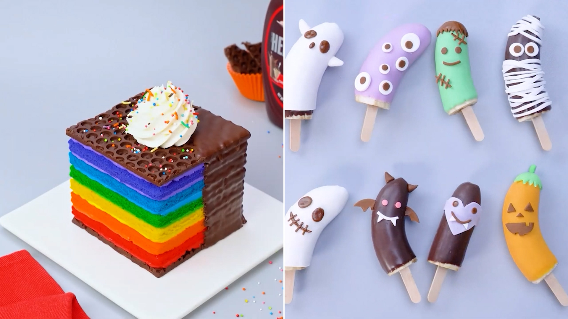 Rainbow Waffle Cake & Spooky Halloween Pops