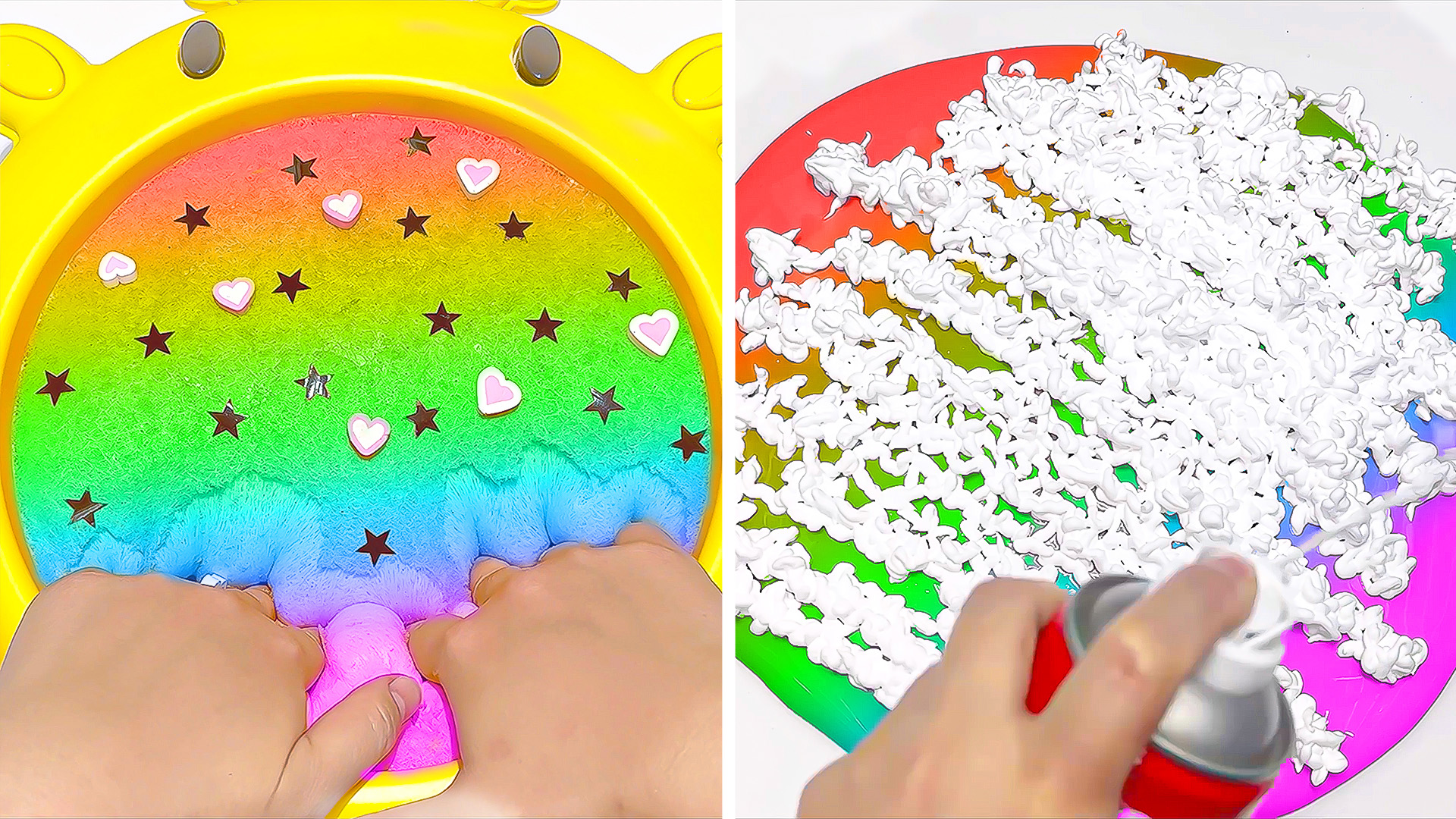 Slime arcoíris con espuma blanca, ¿cómo es?