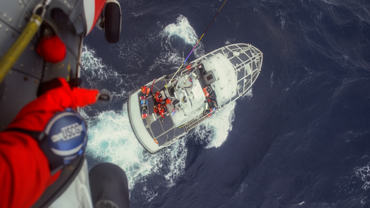 Coast Guard Rescues Man from Sailboat in Heavy Seas