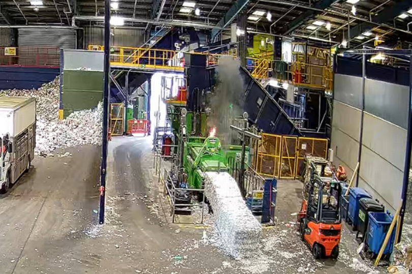 Footage shows the moment gas canister explodes inside recycling centre