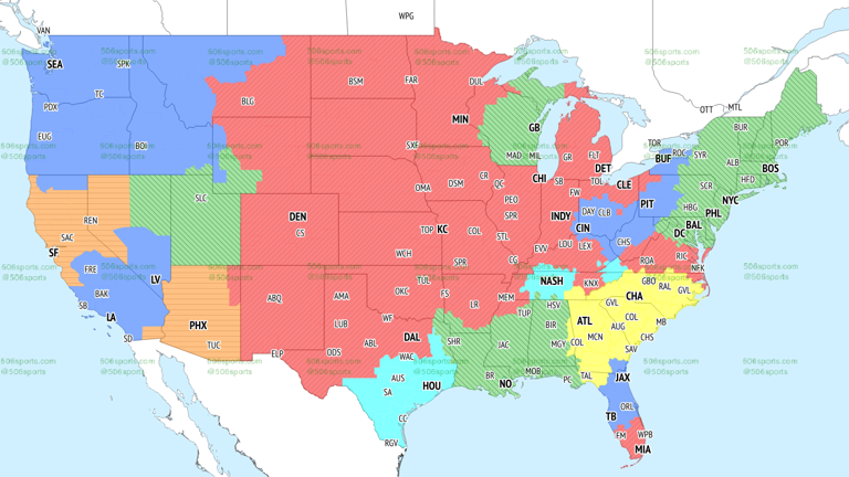 TV broadcast maps and announcers for Week 11 of the 2025 season