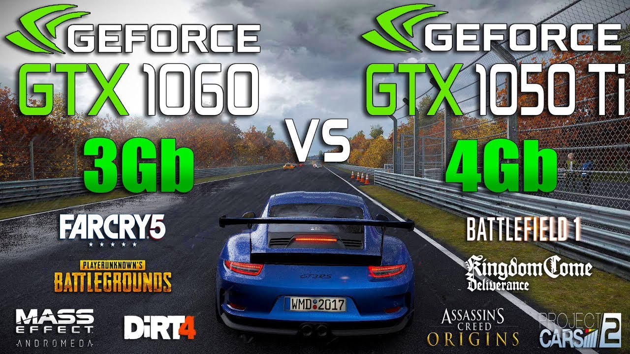 GTX 1050 Ti 4GB vs GTX 1060 3GB test in 8 new games