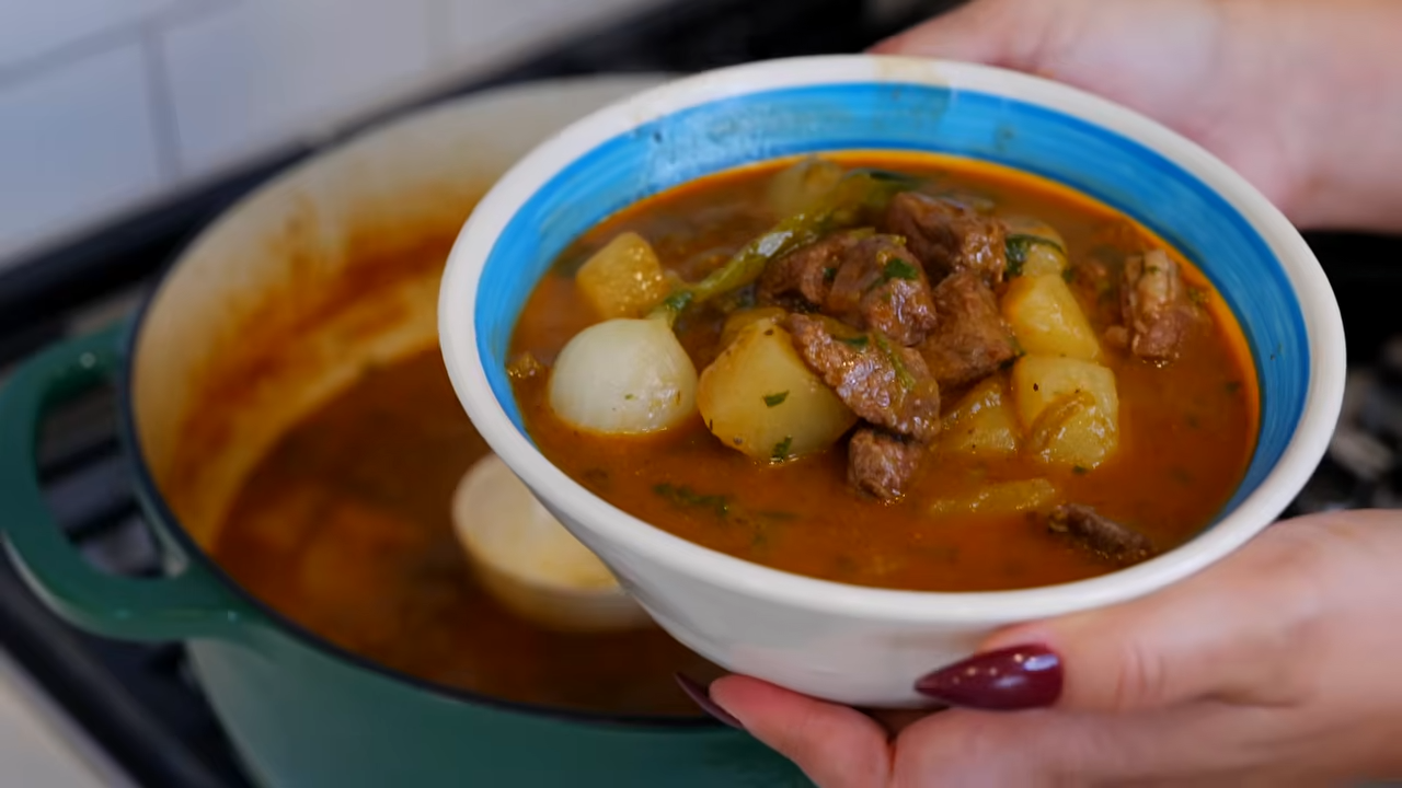 Chunky beef and potato stew with carne con papas