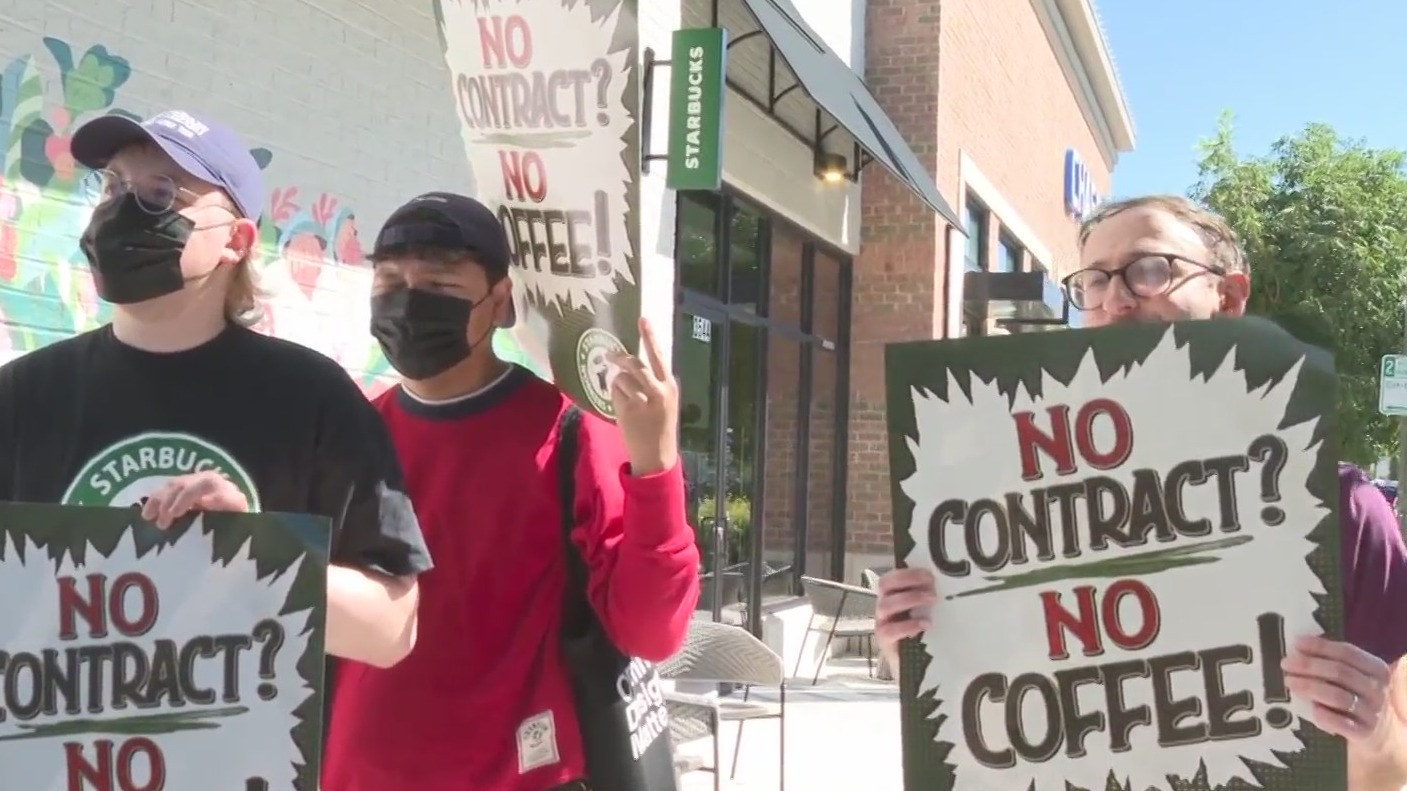 Some Starbucks employees strike on the coffee company's "Red Cup Day"