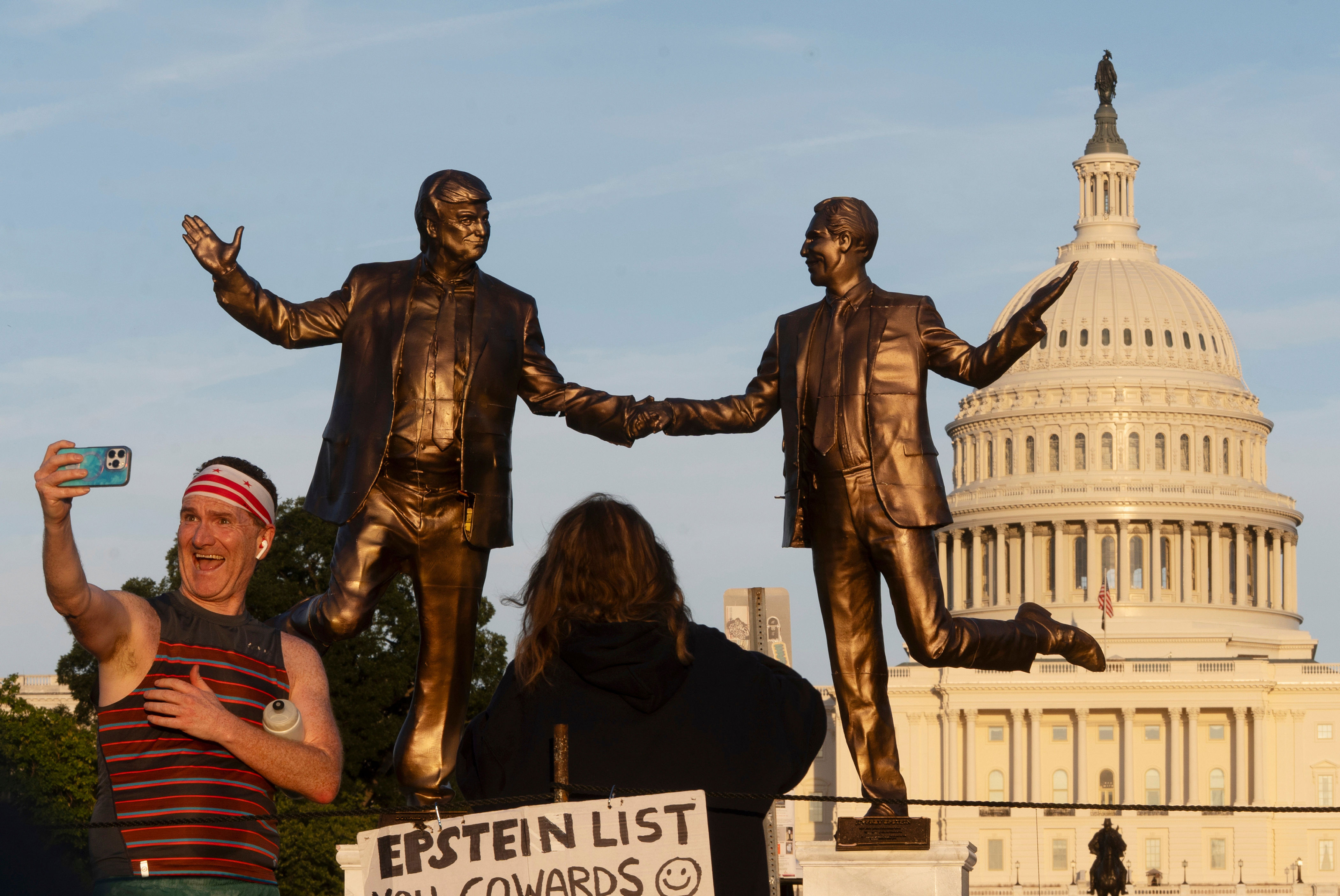 Statue of Trump-Epstein holding hands reappears in DC