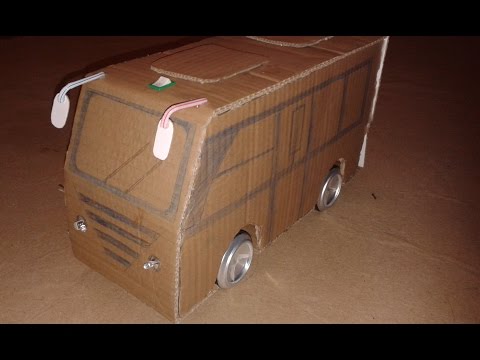 How to make a working motorized bus from cardboard & recycled materials ...