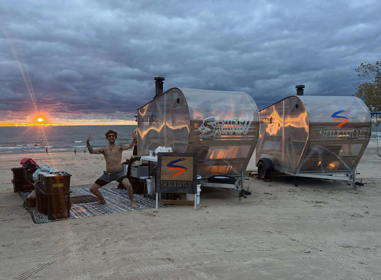 Heat up in a mobile sauna this winter on several West Michigan beaches