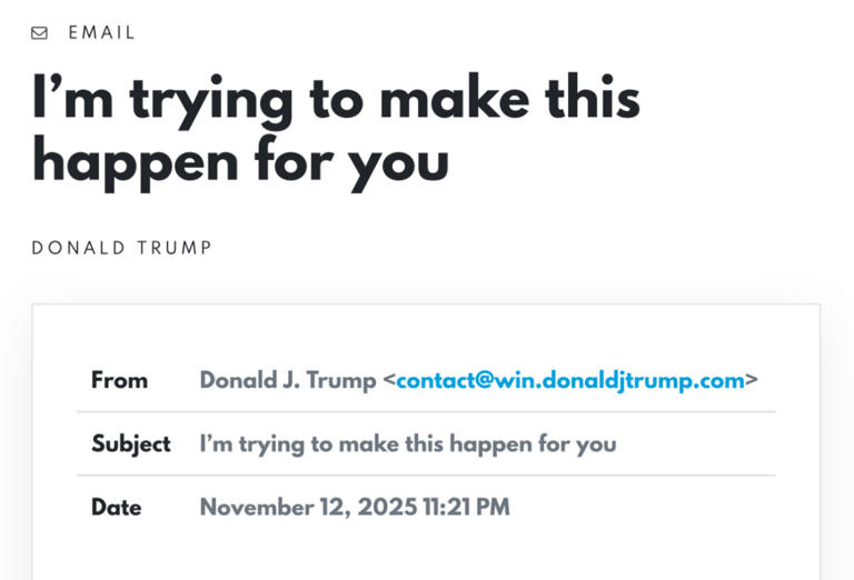 Trump Teases Signed $2,000 “Tariff Rebate Checks” in New Fundraising Emails