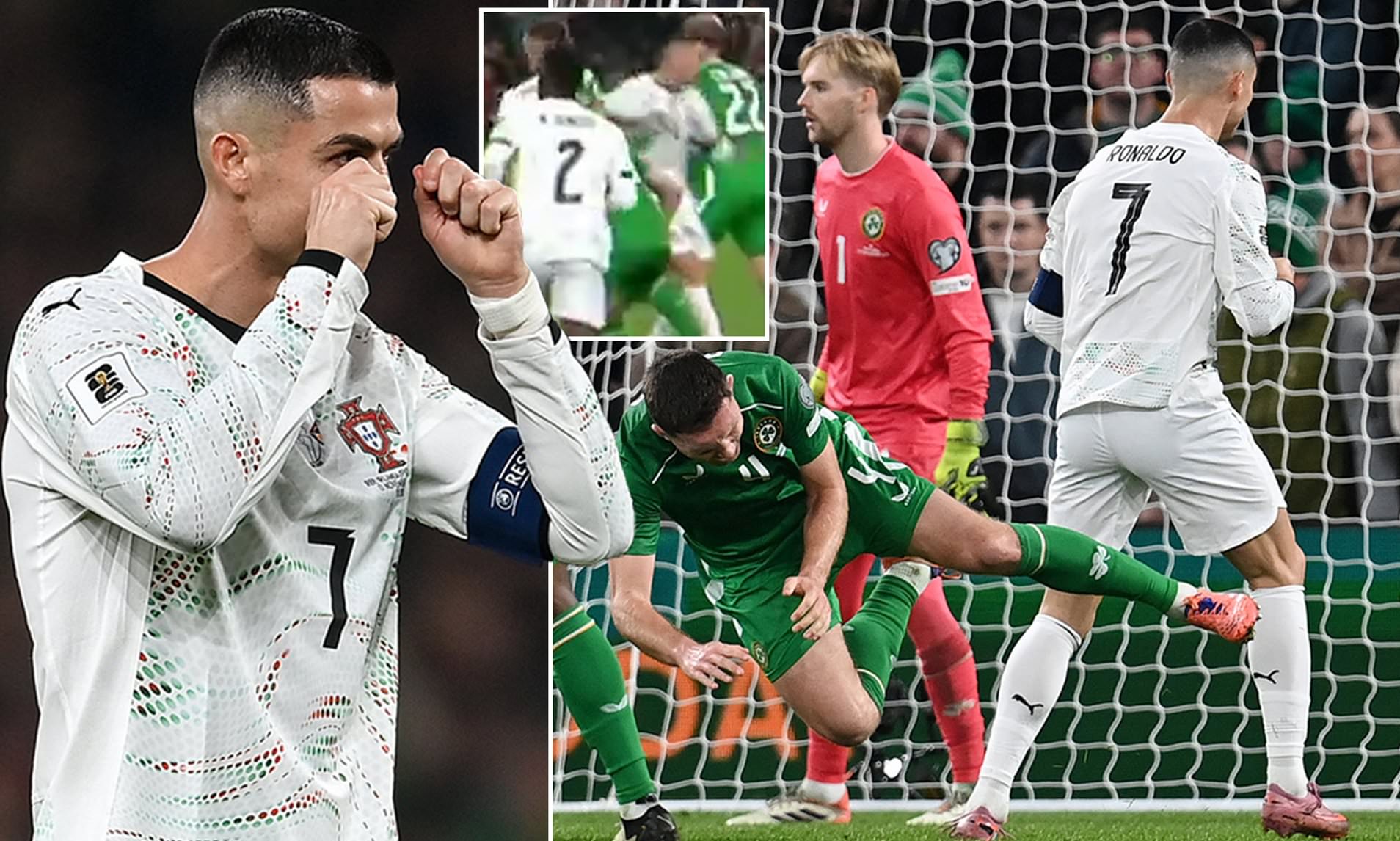 Cristiano Ronaldo is sent off for elbow on Ireland defender before ...