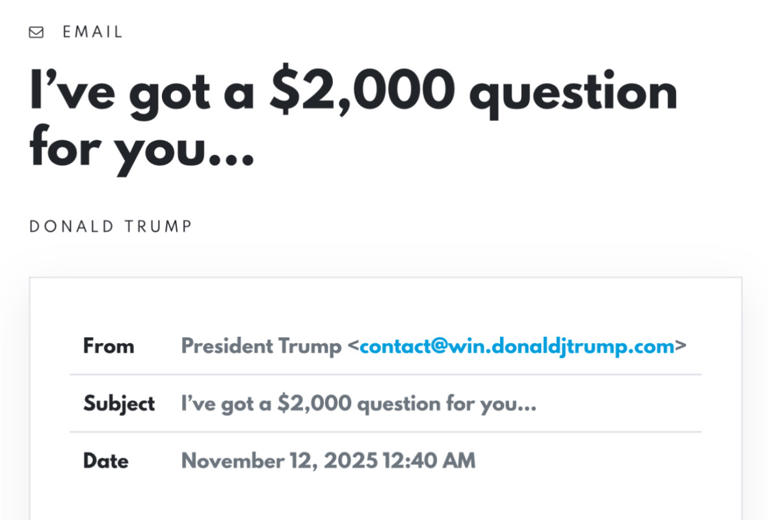 Trump Teases Signed $2,000 “Tariff Rebate Checks” in New Fundraising Emails