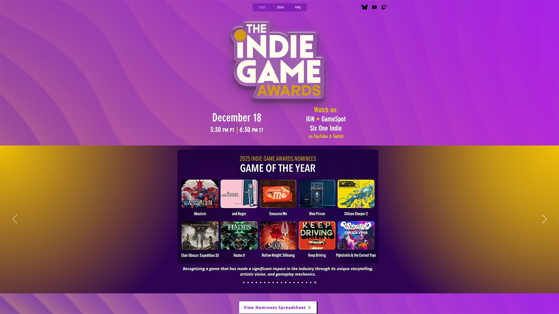 The Indie Game Awards 2025 Nominees Announced