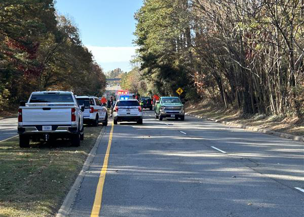 Truck crash causes delays on Parham Road due to lawn care materials spill