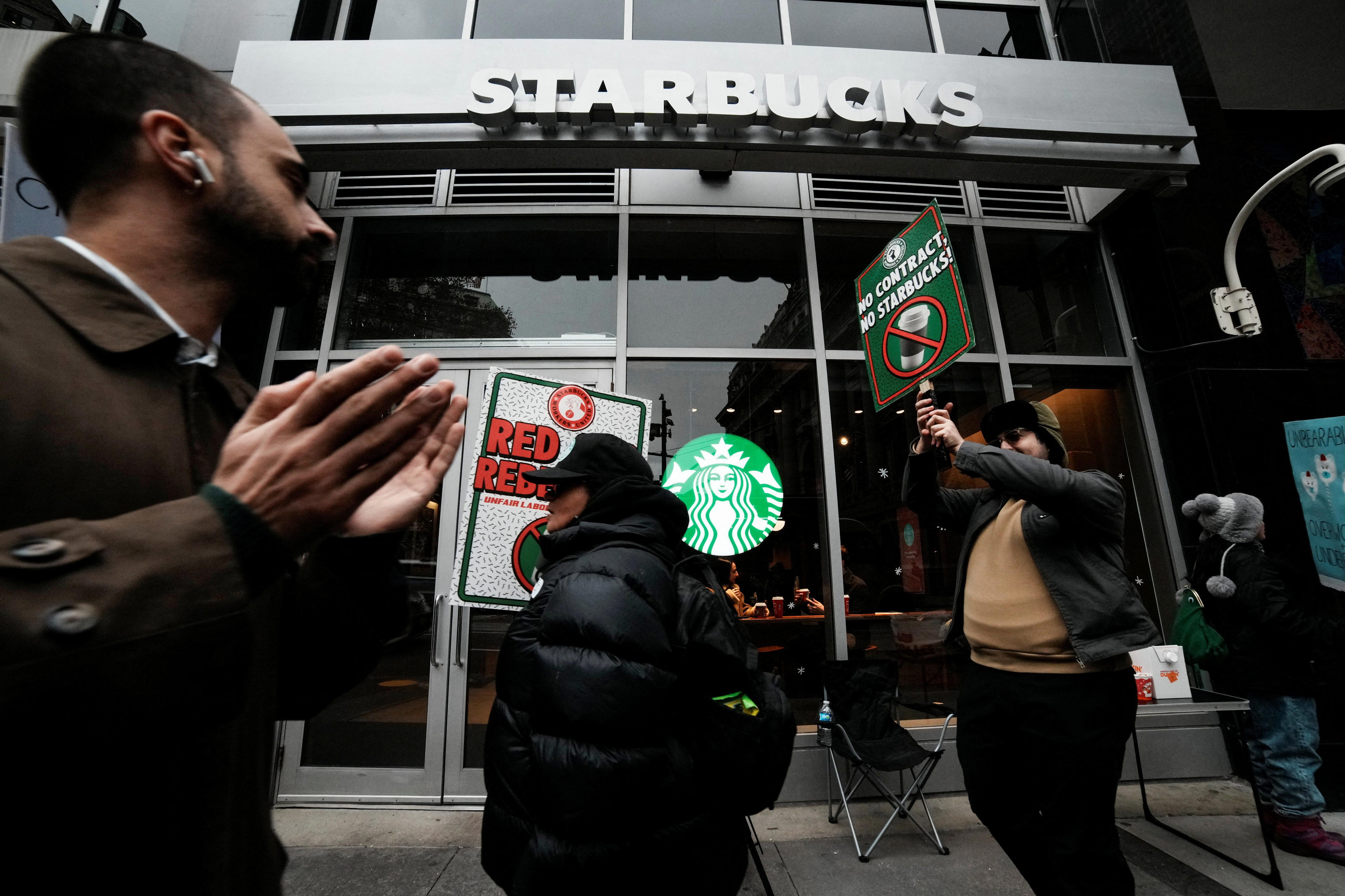 Photos show 'Red Cup Rebellion' strikes as Starbucks workers protest ...