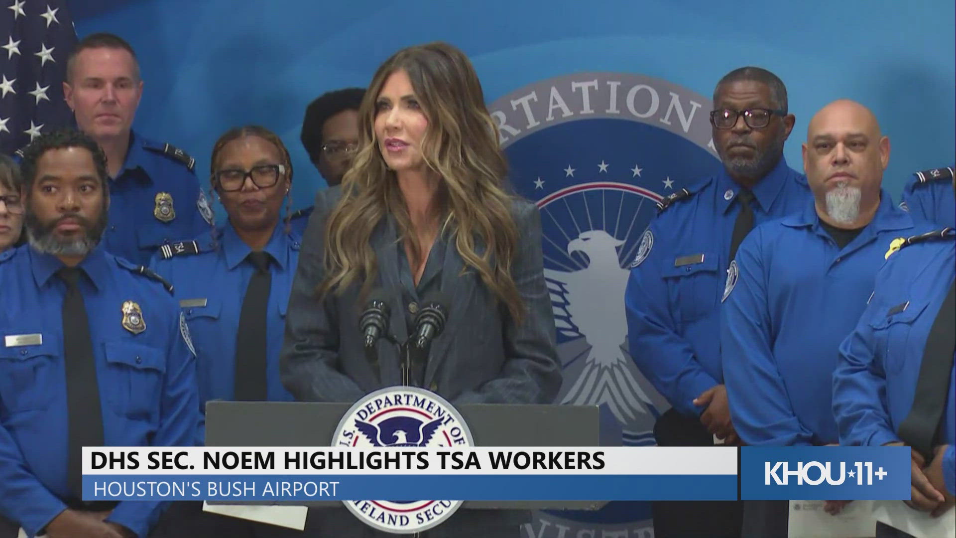 Homeland Security Secretary Kristi Noem hands out bonus checks to ...