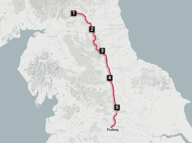 Map shows route of Sara Cox's 135-mile challenge