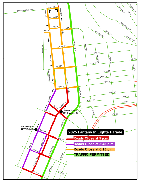 Wheeling Christmas Parade traffic