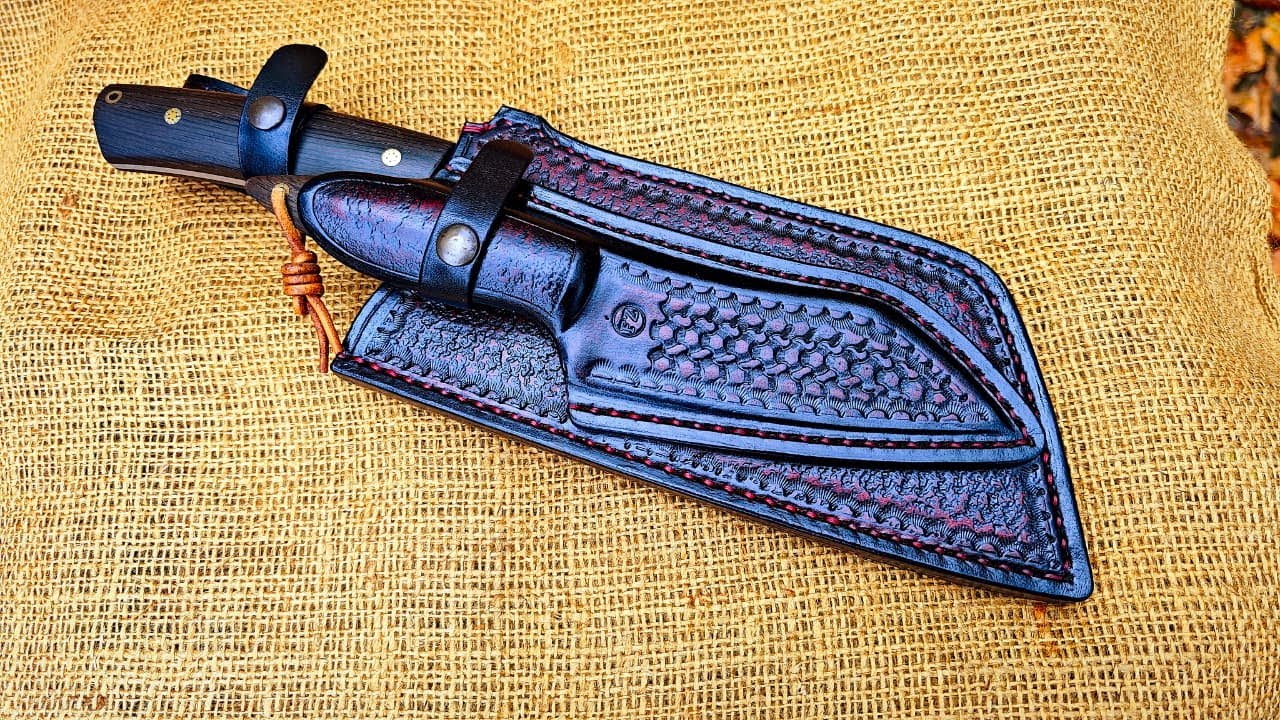 Forging a sharp cleaver knife from an old rusty spring