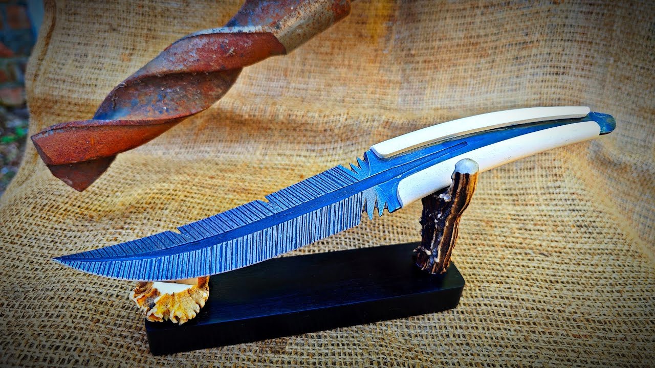 Turning an old rusty drill into a feather knife