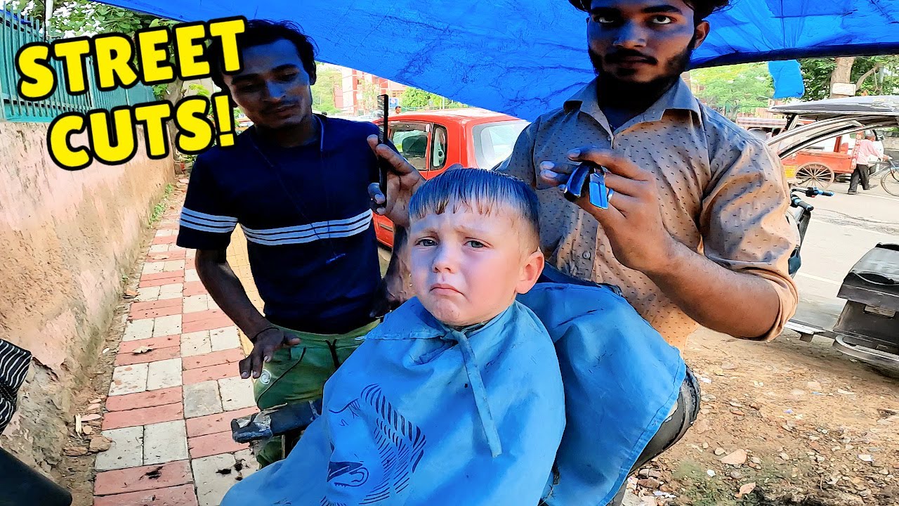 $2 street haircut in Delhi, India 🇮🇳 💈