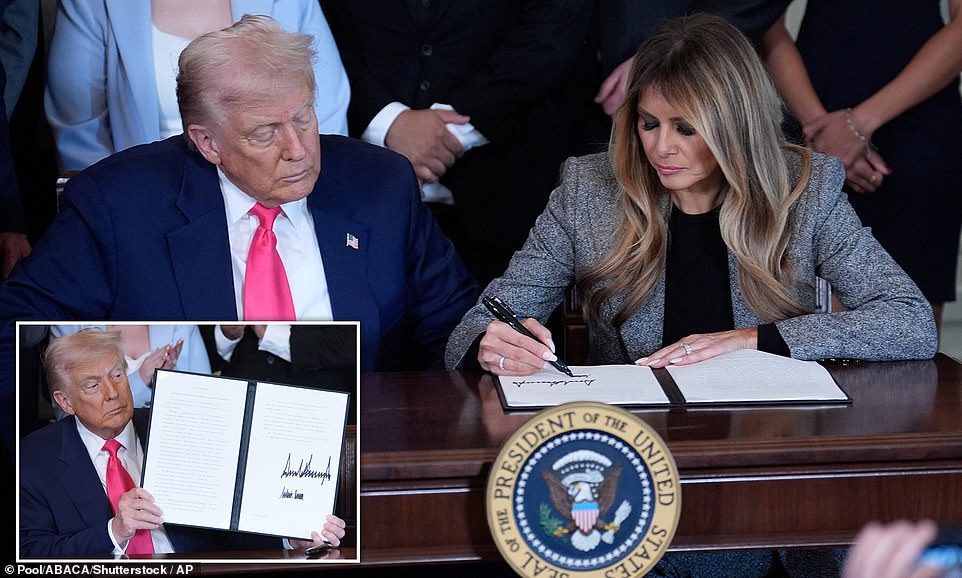 Melania signs executive order alongside Trump