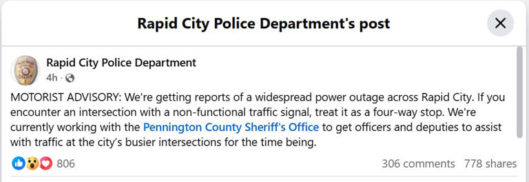 Widespread power outage hits Black Hills, Wyoming and parts of Montana ...