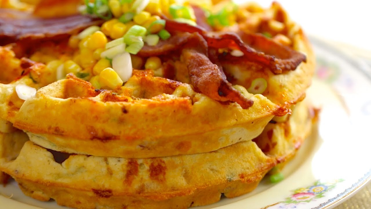 Bacon & Cheddar Cornmeal Waffles - Gemma's Bold Baking Breakfast Ep. 2