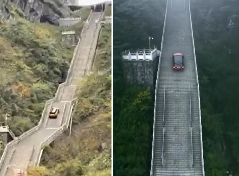 Cherry SUV Slips, Collides on Heaven's Staircase