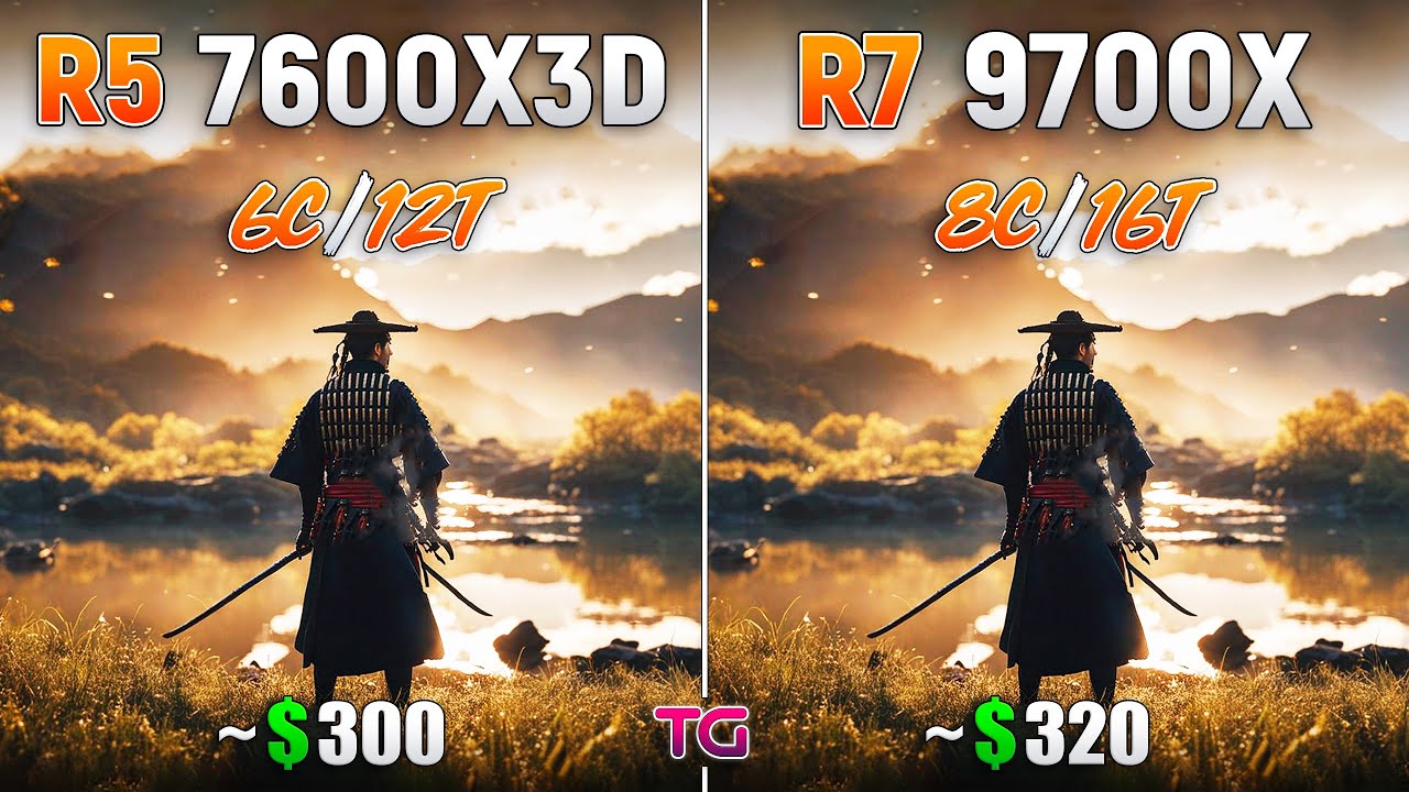 Ryzen 5 7600X3D vs Ryzen 7 9700X - Test in 10 games