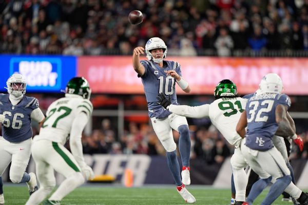 Drake Maye hears 'MVP' chants, leads Pats to 8th straight win