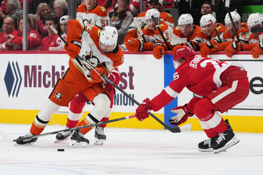 Alex DeBrincat scores twice, Red Wings beat Ducks 6-3 to end 3-game slide