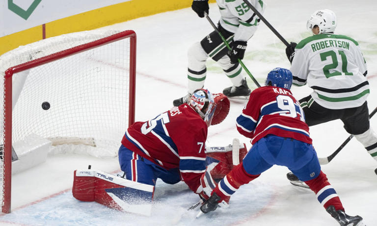 Jason Robertson scores twice, Stars rout Canadiens 7-0 for fourth ...