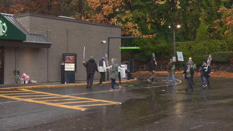 Starbucks workers picket on Red Cup Day as nationwide strike disrupts ...