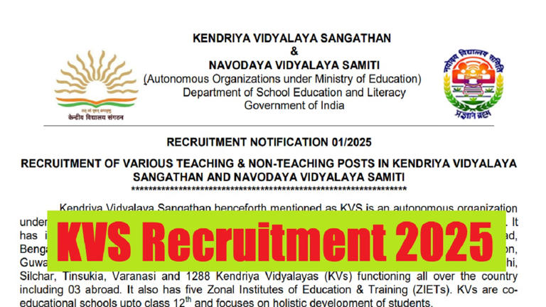 KVS Recruitment 2025 Notification Out for 9126 Vacancies - Check ...