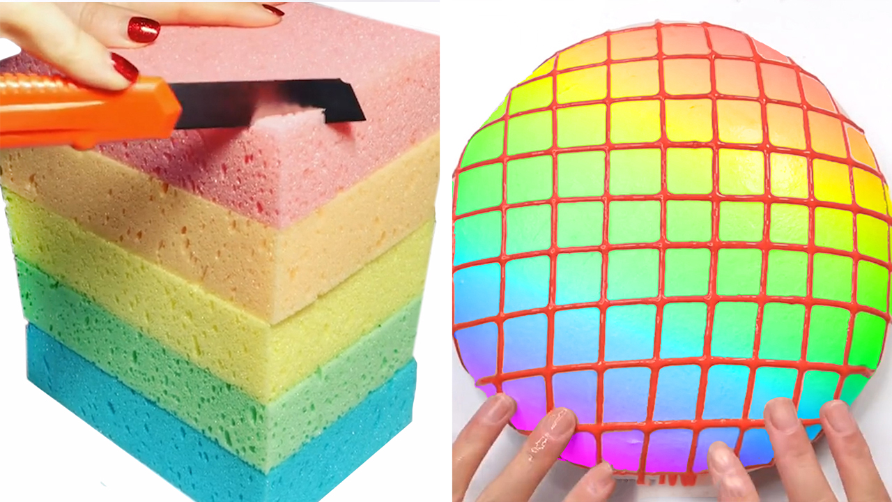 ¿Esponja arcoíris o slime con red, cuál relaja más?