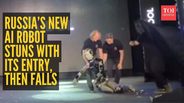 Russia’s new AI robot stuns with its entry, then falls, and netizens ...