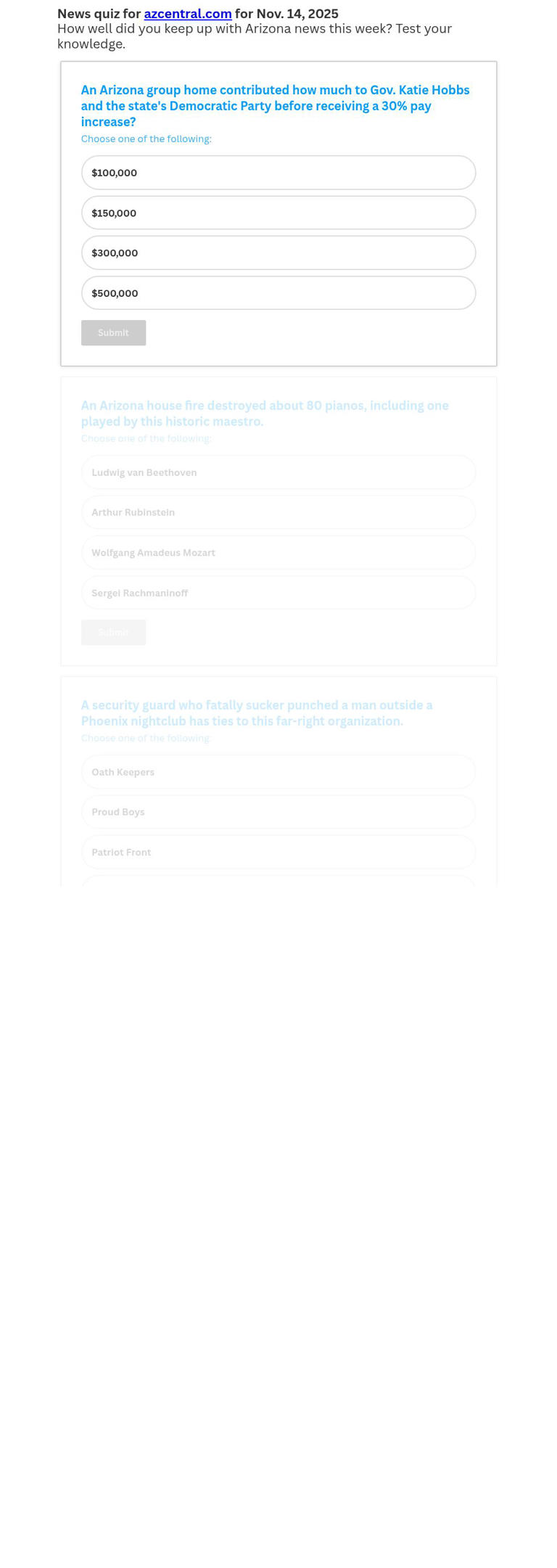 Did you follow Arizona news this week? Take the azcentral.com news quiz