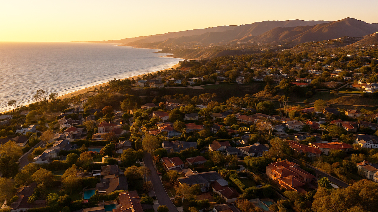 Luchtfoto van Pacific Palisades, Los Angeles