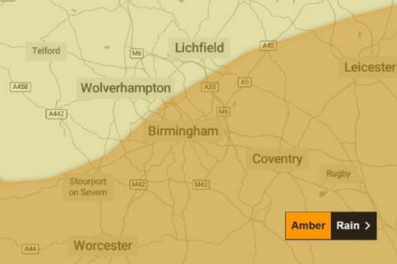 Storm Claudia hits Birmingham amid 12-hour amber rain warning over ...