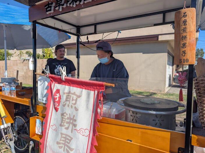 A food cart in Rowland Heights serves Chinese crepes fresh to order ...