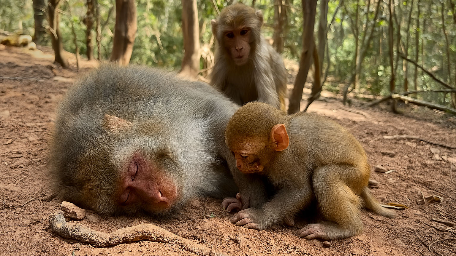 Funny Monkey Wakes Up Mom Again