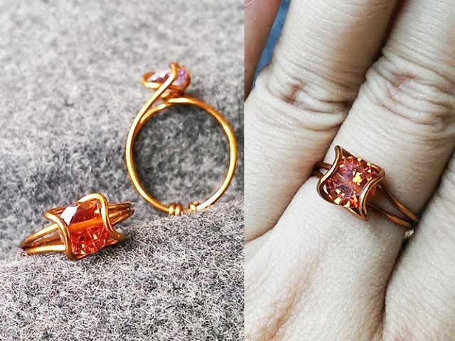How to make easy prong ring with faceted gemstones - Wire Wrapping Ideas 34