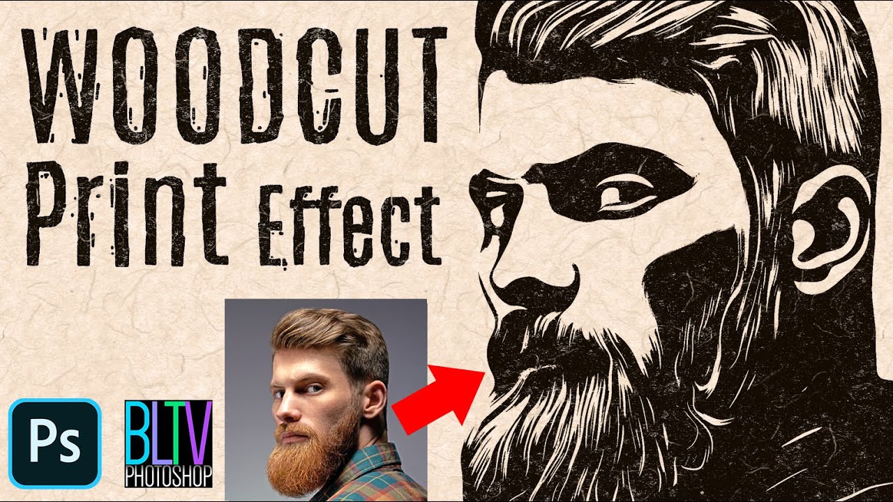 Photoshop: Create the look of a woodcut print portrait!