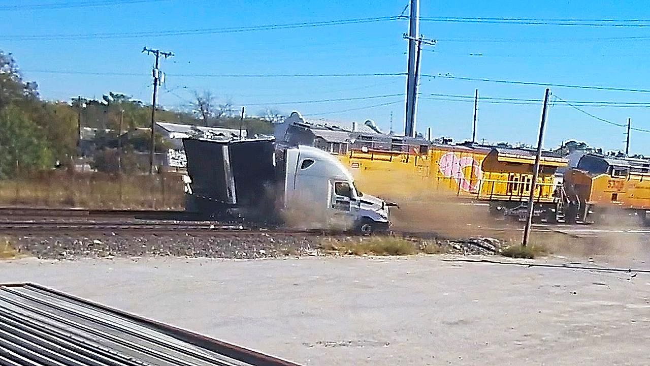 Train crashes into truck carrying music instruments in Texas