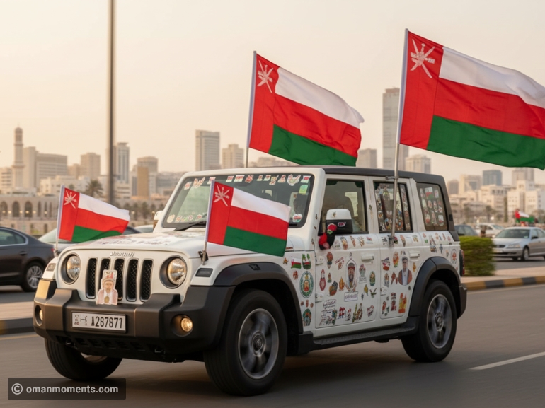 Oman National Day: ROP Prohibits Placing Poles on Vehicles