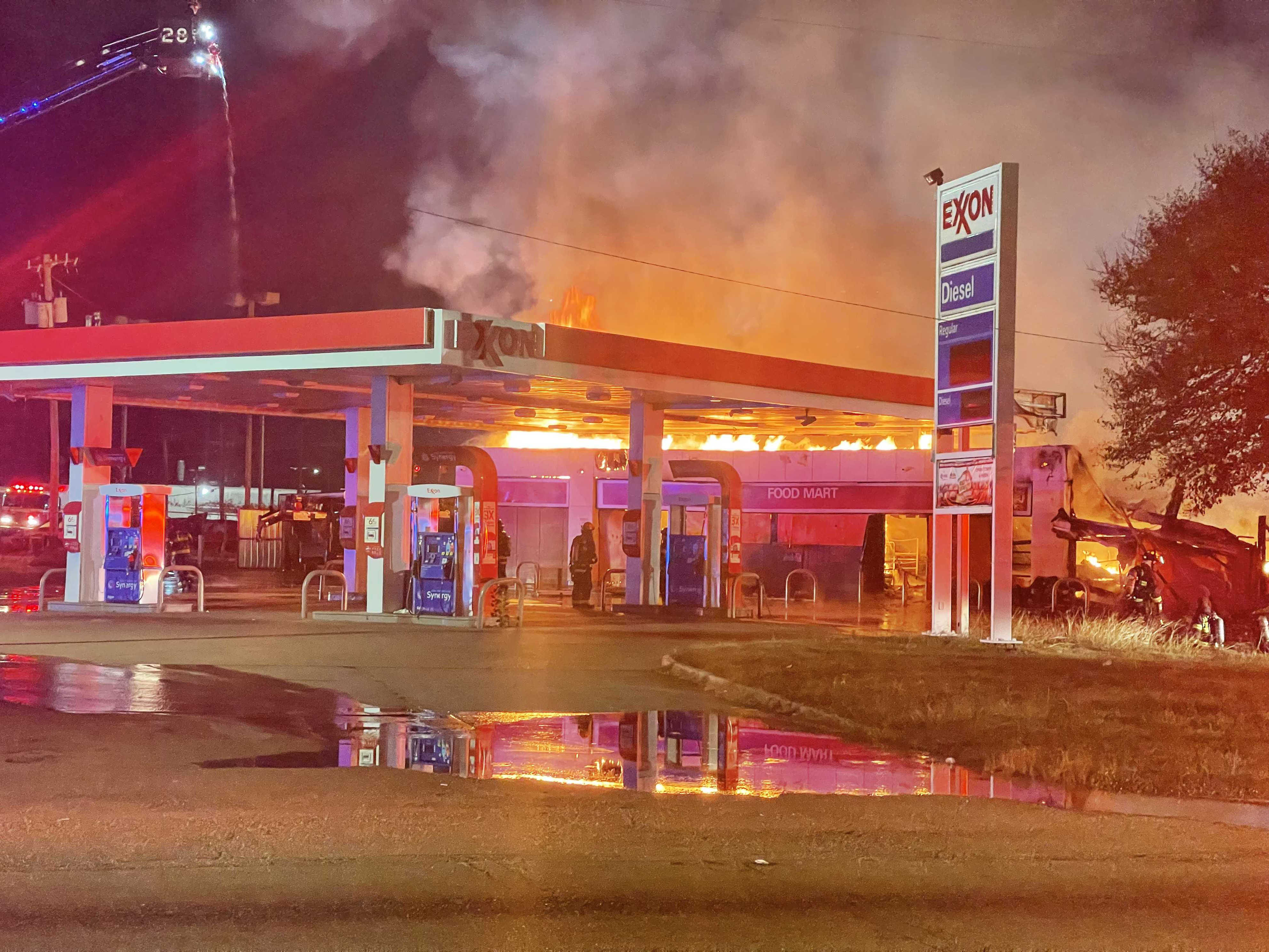 Fire guts boarded Exxon station on Highway 80 in Jackson