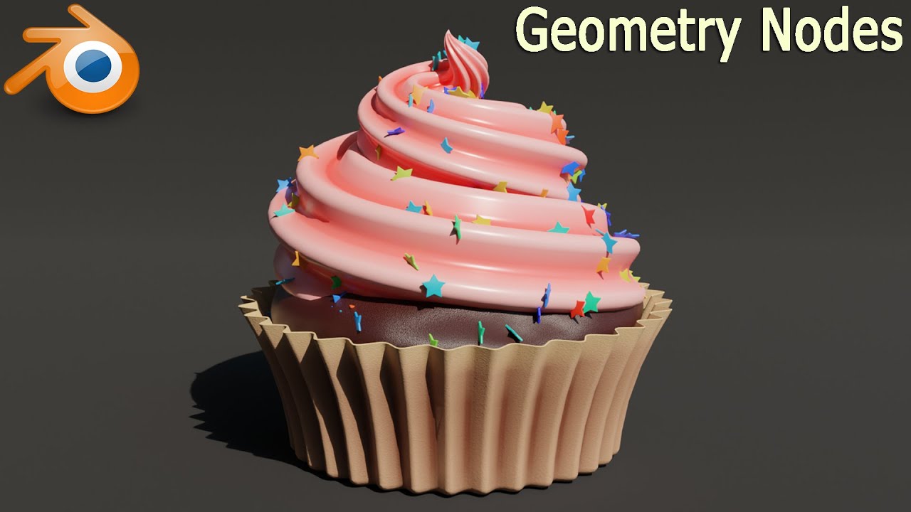 Blender tutorial - Make cartoon cupcake using geometry nodes and ...