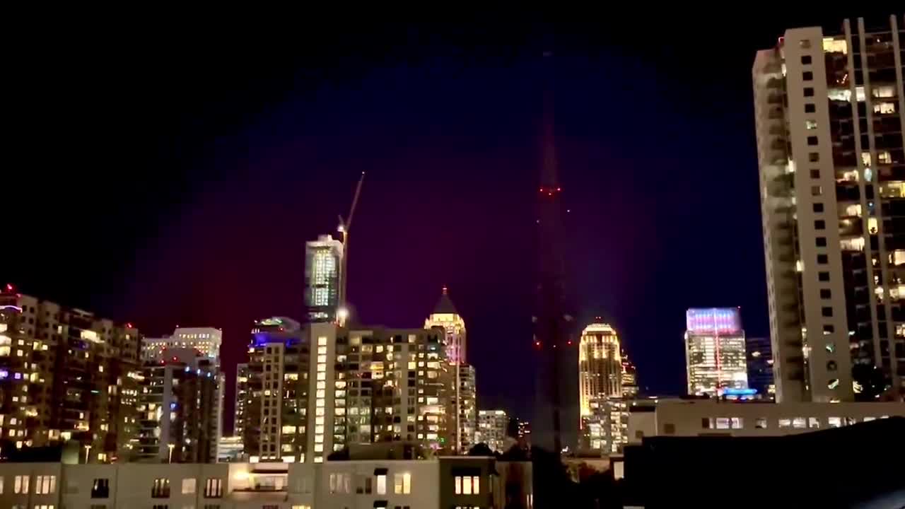 Pink hue from Northern Lights seen above Atlanta, Georgia
