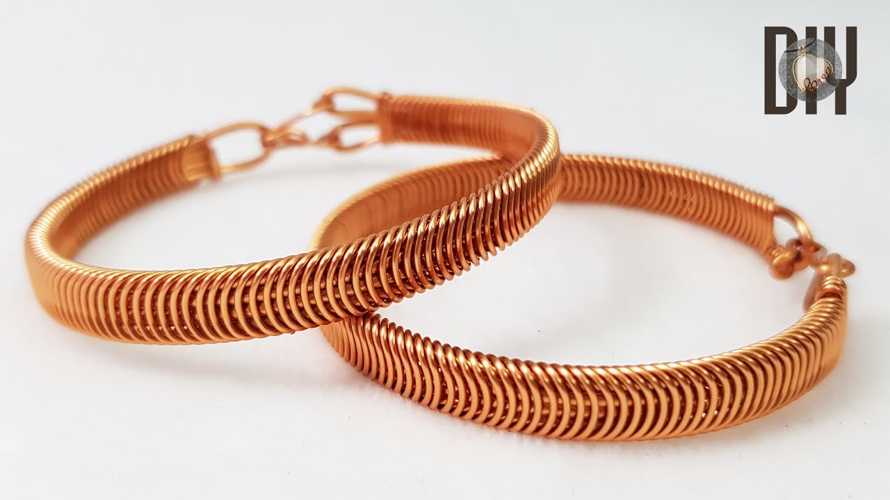 Coil spring bracelets | Thick bangles | Unisex | How to make | Wire ...