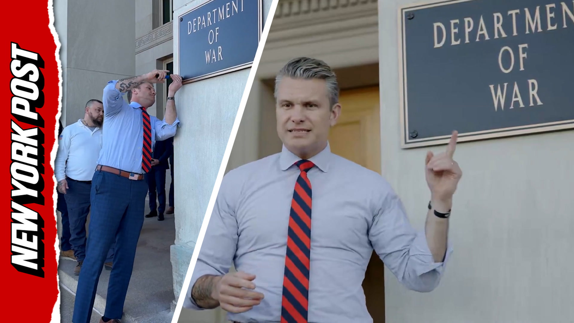 Watch Pete Hegseth screw in new sign at Pentagon: 'Deadly serious about ...